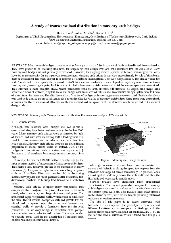 (PDF) A study of transverse load distribution in masonry arch bridges