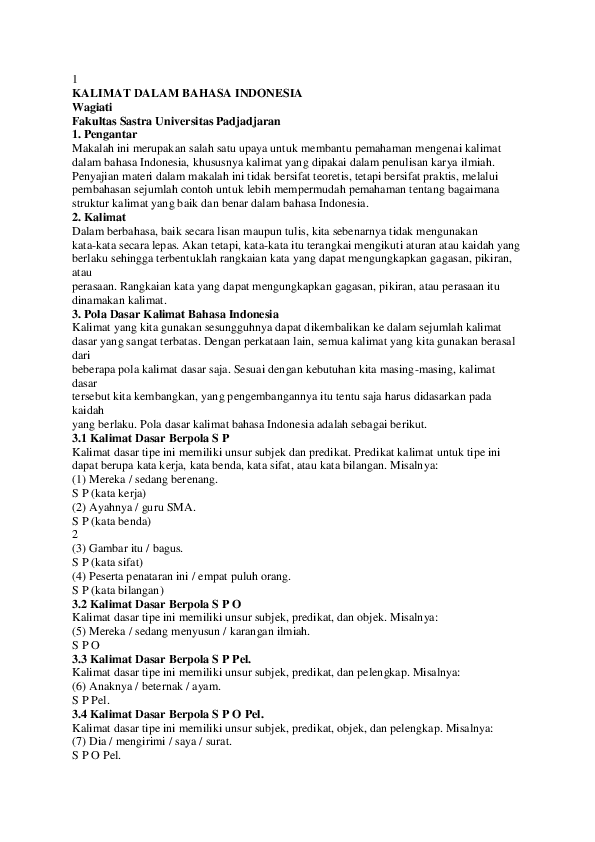 KALIMAT DALAM BAHASA INDONESIA