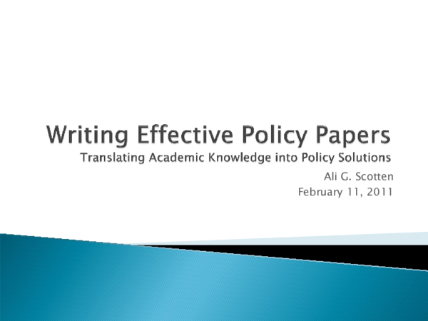 (PDF) Writing Effective Policy Papers: Translating Academic Knowledge ...