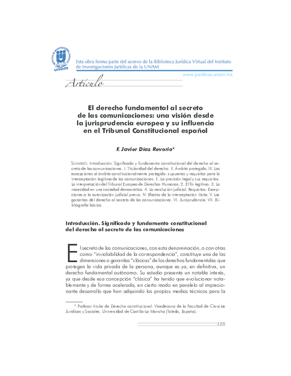 (PDF) El derecho fundamental al secreto de las comunicaciones: una visión desde la ...