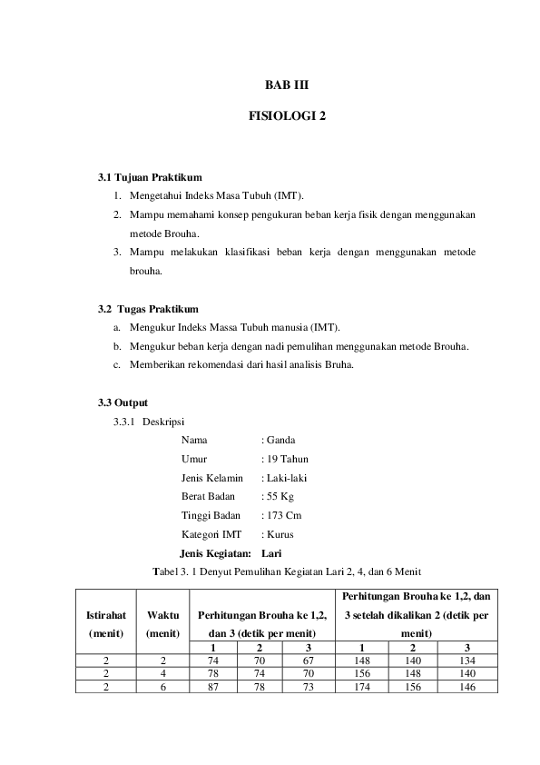 (DOC) Laporan Fisiologi (Metode Brouha)