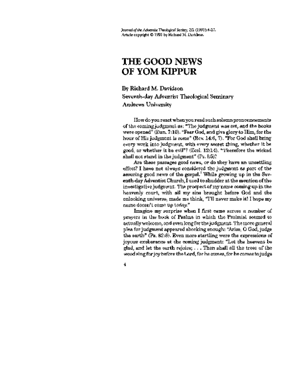 (PDF) The Good News of the Yom Kippur