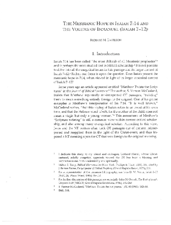 (PDF) The Messianic Hope in Isaiah 7