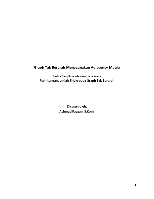 (PDF) Graph Tak Berarah Menggunakan Adjacency Matrix Untuk ...