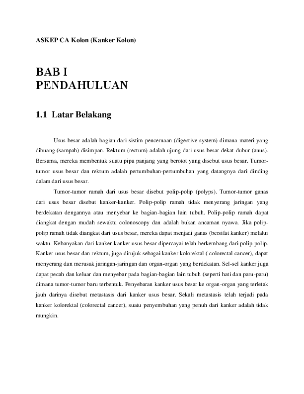 (DOC) ASKEP CA Kolon (Kanker Kolon