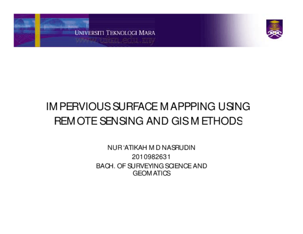(PDF) Impervious Surface Mapping