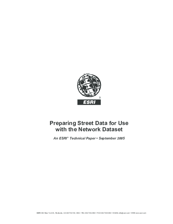 (PDF) ESRI Preparing Street Data for Use with the Network Dataset An ESRI