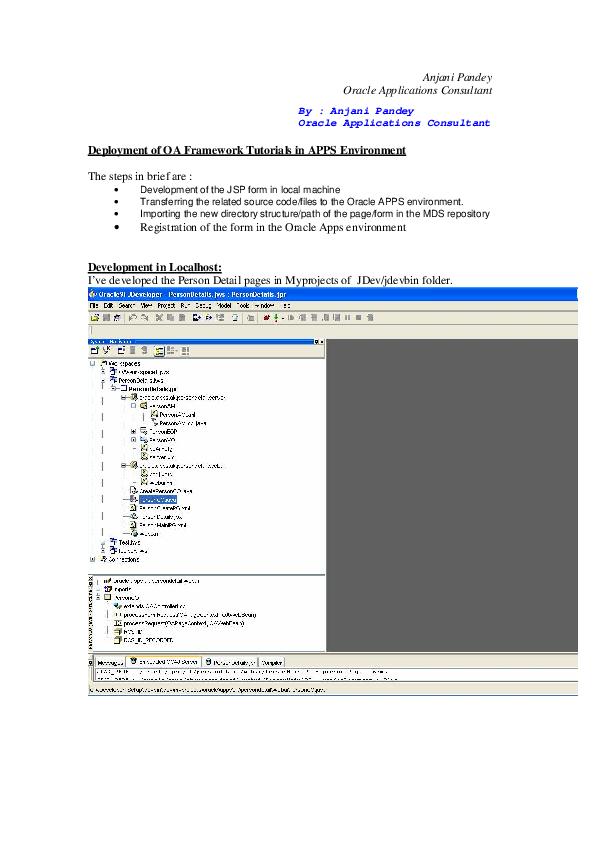 Pdf Oracle Applications Consultant Deployment Of Oa Framework