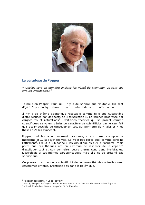 (PDF) Le paradoxe de Popper