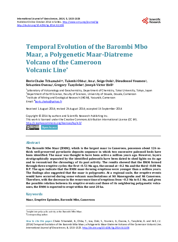 (PDF) Temporal Evolution of the Barombi Mbo Maar, a Polygenetic Maar ...