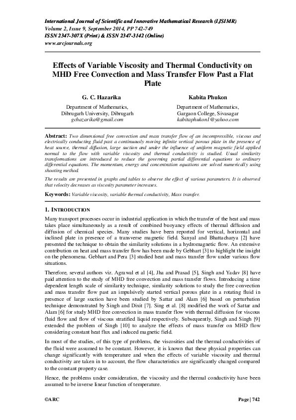 Effects Of Variable Viscosity And Thermal Conductivity On Mhd Free Convection And Mass Transfer