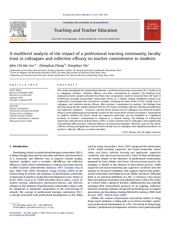 (PDF) A multilevel analysis of the impact of a professional learning ...