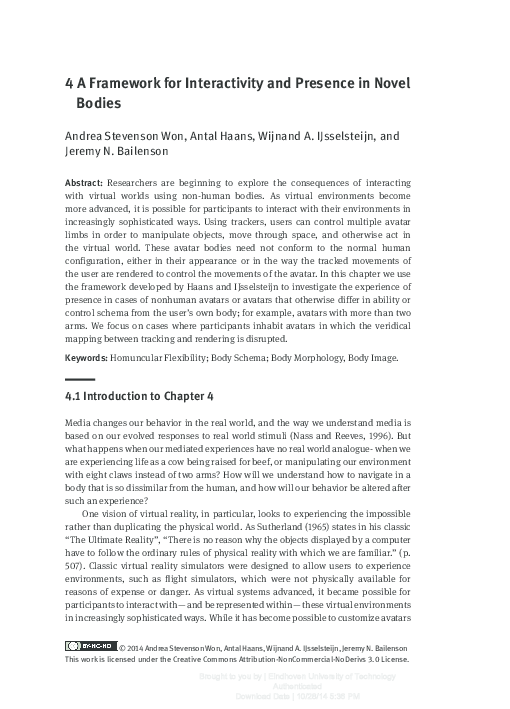 (PDF) A Framework for Interactivity and Presence in Novel