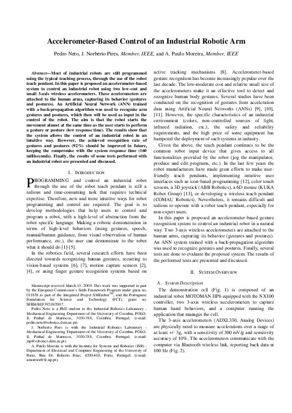(PDF) Accelerometer-Based Control of an Industrial Robotic Arm