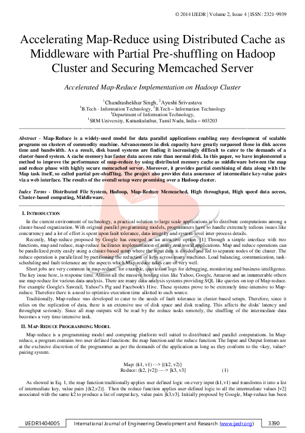 (PDF) Accelerating Map-Reduce using Distributed Cache as Middleware with Partial Pre-shuffling ...