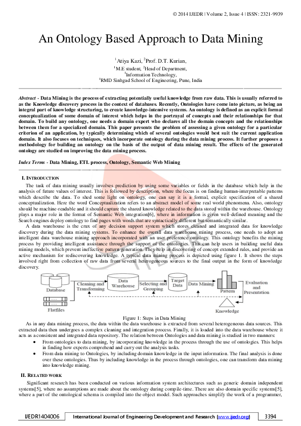 (PDF) An Ontology Based Approach to Data Mining