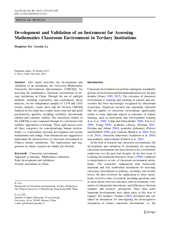 (PDF) Development and validation of an instrument for assessing ...