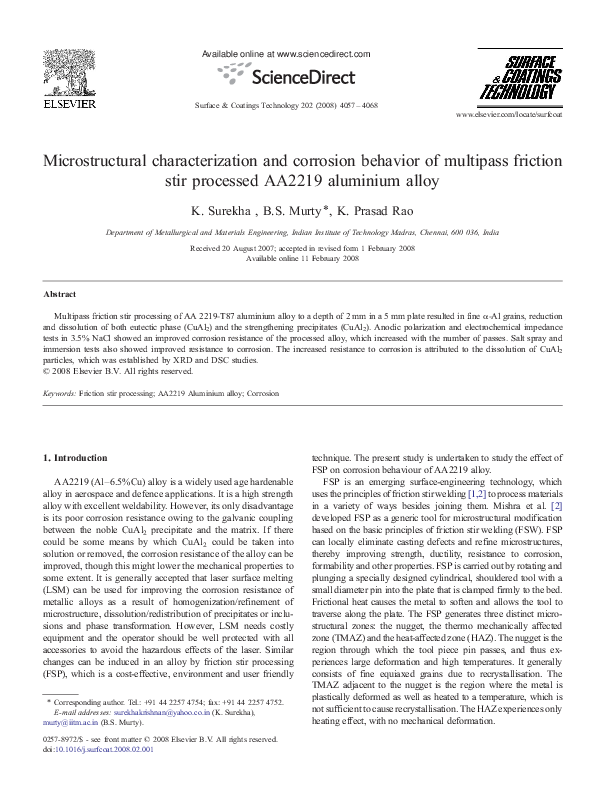(PDF) Microstructural characterization and corrosion behavior of ...