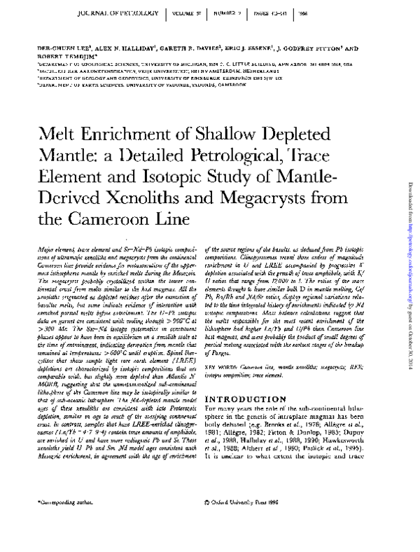 (PDF) Melt Enrichment of Shallow Depleted Mantle: a Detailed ...