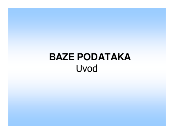 (PDF) BAZE PODATAKA Uvod