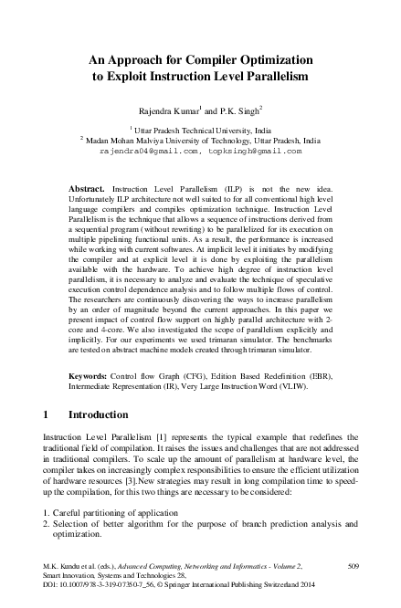 Pdf An Approach For Compiler Optimization To Exploit Instruction 3828