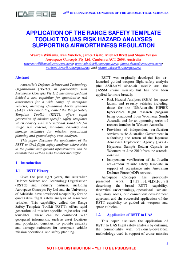(PDF) Application of the Range Safety Template Toolkit to UAS Risk ...