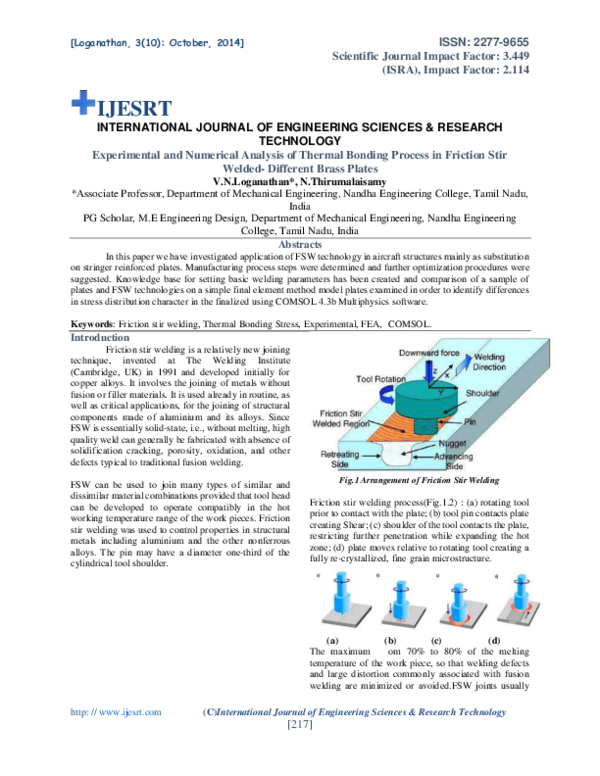 (PDF) Experimental and Numerical Analysis of Thermal Bonding Process in Friction Stir Welded ...
