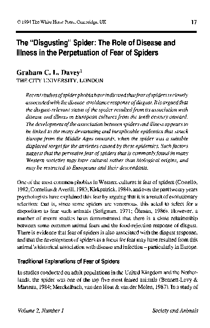 (PDF) The "Disgusting" Spider: The Role of Disease and Illness in the ...