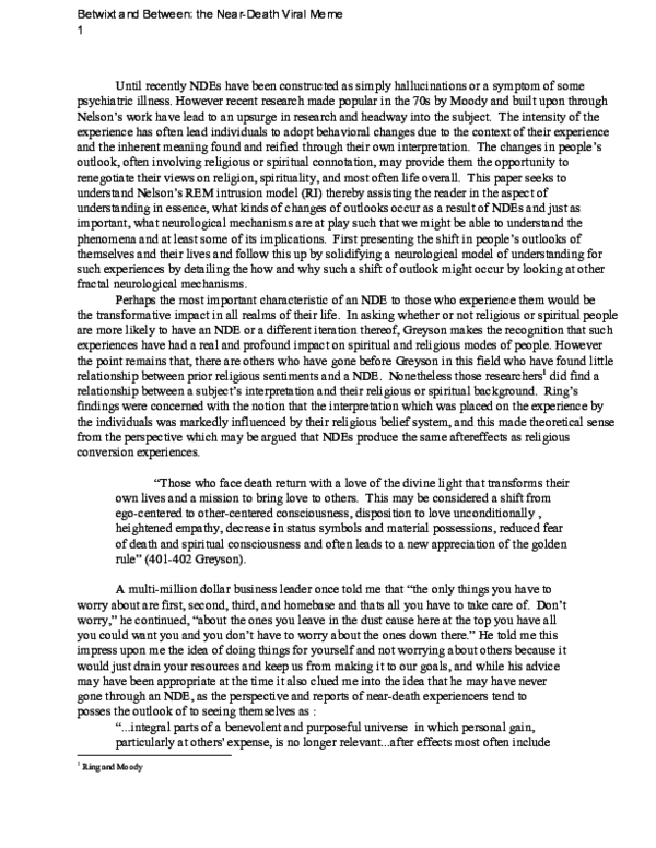 (PDF) NDE; outlooks and How REM intrusion fits In