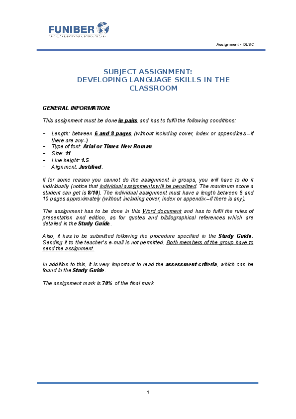 (DOC) SUBJECT ASSIGNMENT: DEVELOPING LANGUAGE SKILLS IN THE CLASSROOM