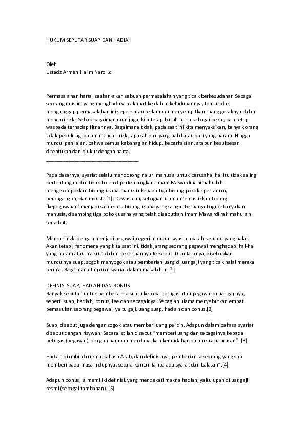 (DOC) HUKUM SEPUTAR SUAP DAN HADIAH