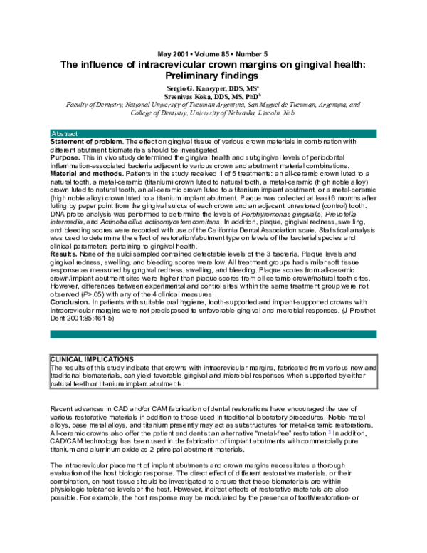 (DOC) The influence of intracrevicular crown margins on gingival health ...