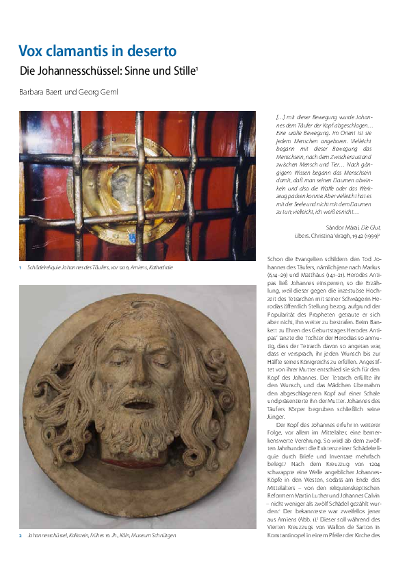 (PDF) B. Baert & Georg Geml, Vox clamantis in deserto. Die ...