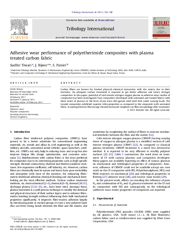 (PDF) Adhesive wear performance of polyetherimide composites with ...