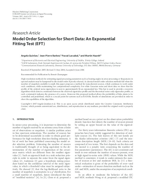 Reshetov LA Model Order Selection for Short Data