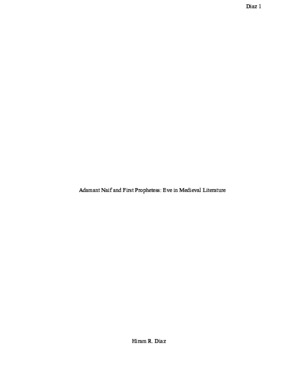 (PDF) Adamant Naif and First Prophetess: Eve in Medieval Literature