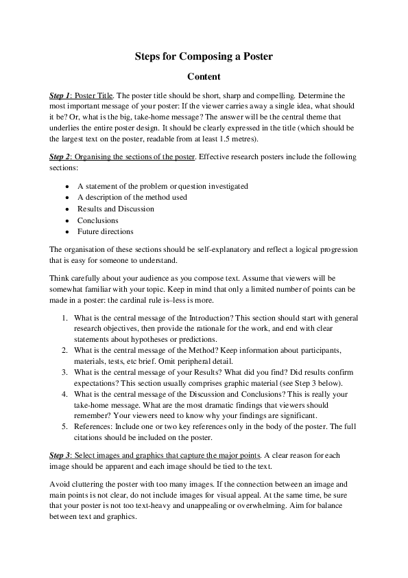 (PDF) Steps for Composing a Poster Content
