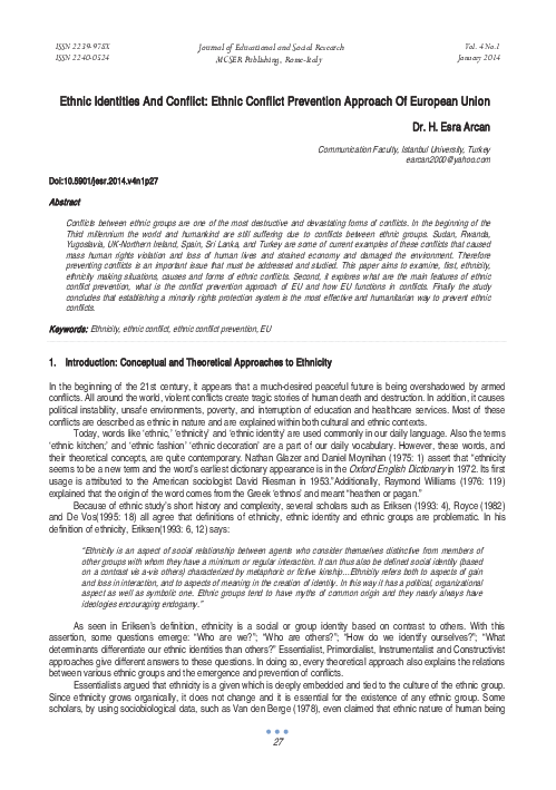 (PDF) Ethnic Identities and Conflict
