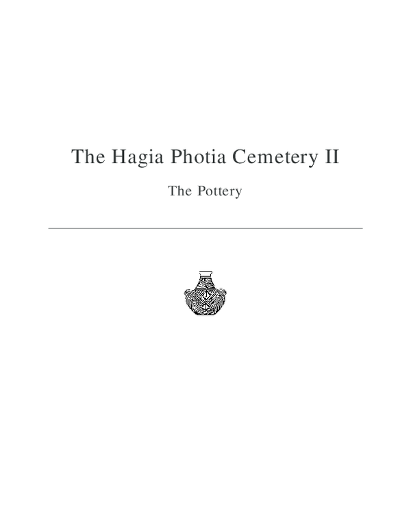 (PDF) Petrographic and Chemical Analysis of the Pottery [Hagia Photia]