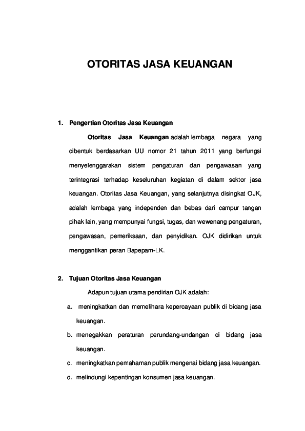 (PDF) OTORITAS JASA KEUANGAN