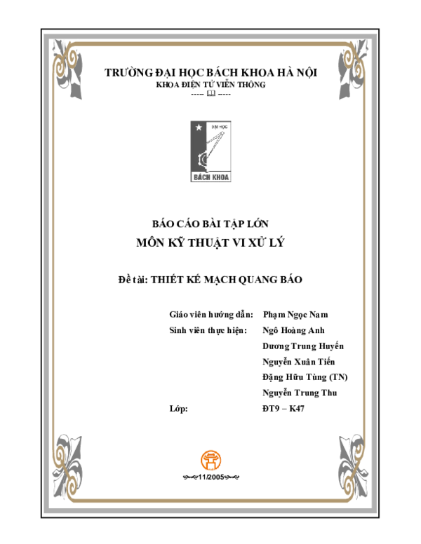 (PDF) Tr−êng ®¹i häc b¸ch khoa hµ néi BÁO CÁO BÀI TẬP LỚN MÔN KỸ THUẬT VI XỬ LÝ Đề tài: THIẾT KẾ ...