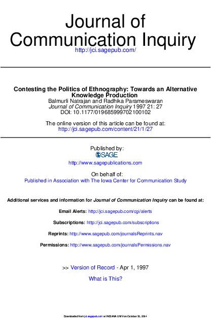 (PDF) Contesting the politics of ethnography: towards an alternative ...