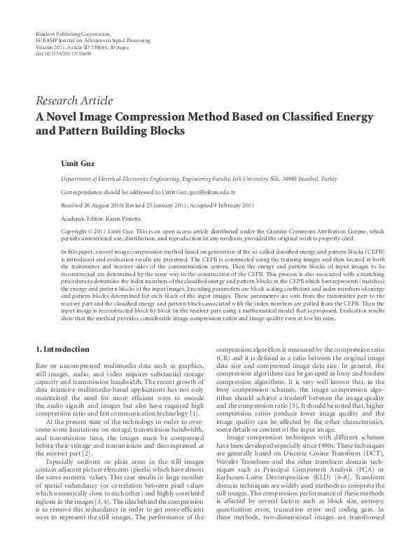 (PDF) Image Compression via Classified Energy Blocks
