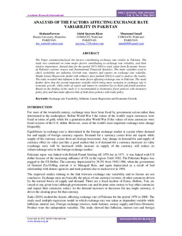 (PDF) ANALYSIS OF THE FACTORS AFFECTING EXCHANGE RATE VARIABILITY IN ...