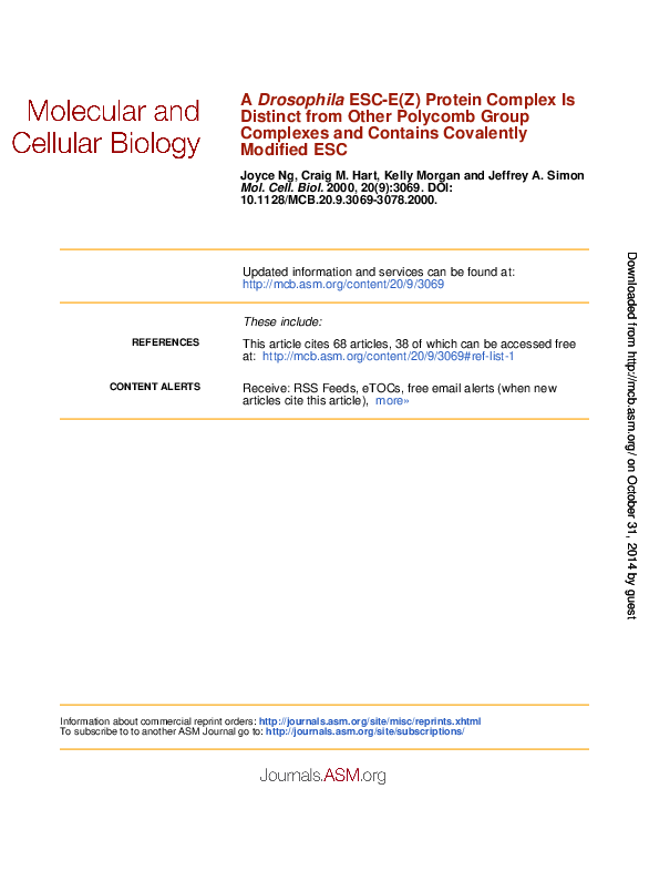 (PDF) A Drosophila ESC-E(Z) Protein Complex Is Distinct from Other ...