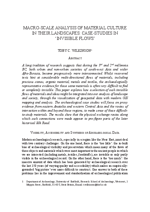 (PDF) Macro-scale analysis of Material culture in their landscapes ...