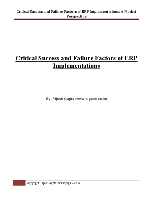 (PDF) Critical Success and Failure Factors of ERP Implementations: A Market Perspective Critical ...