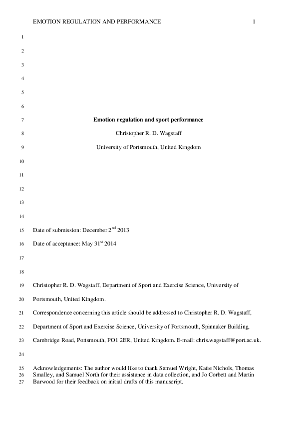 (DOC) Emotion regulation and sport performance