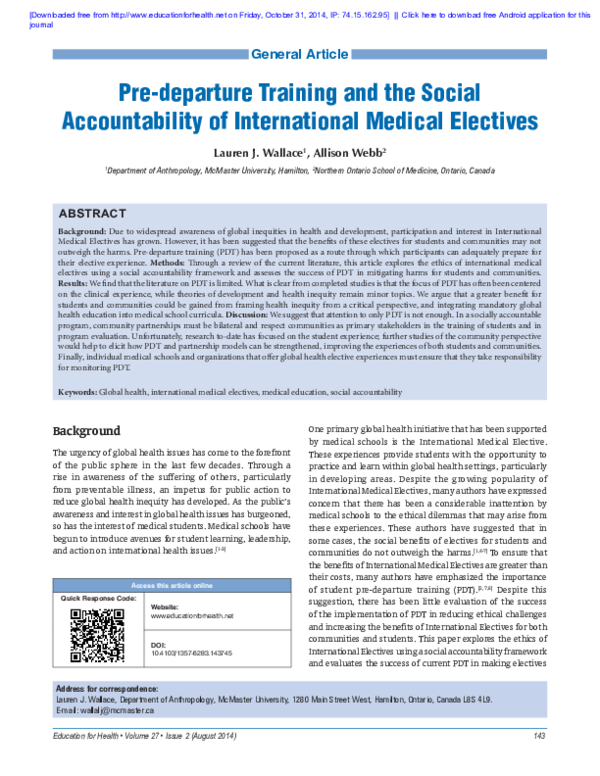 (PDF) Pre-departure training and the social accountability of ...