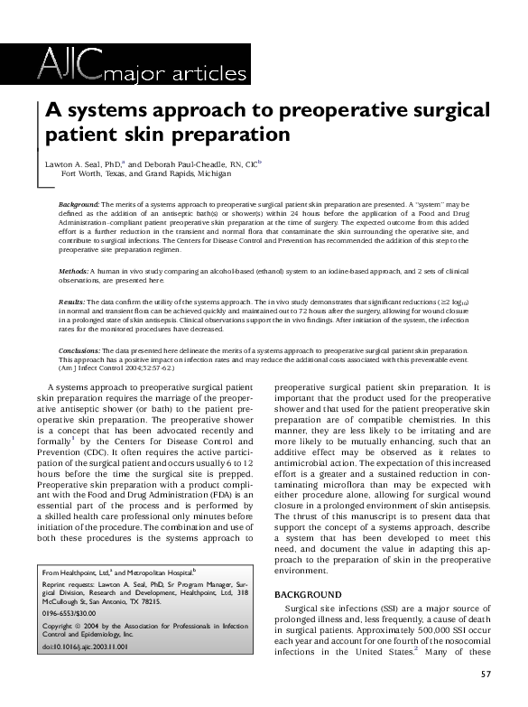 (PDF) A systems approach to preoperative surgical patient skin preparation